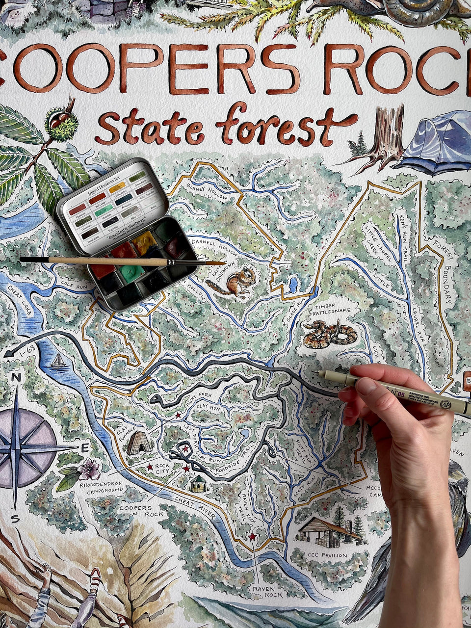 Coopers Rock State Forest - Watercolor Illustrated Map – Rosalie ...
